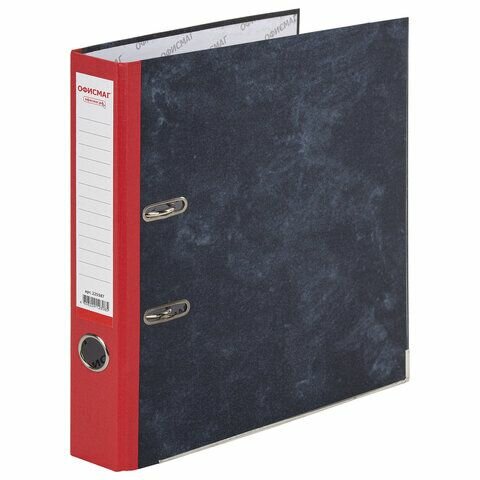Папка-регистратор офисмаг, фактура стандарт, с мраморным покрытием, 50 мм, красный корешок, 225587