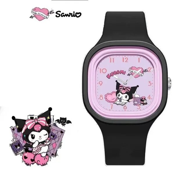 Sanrio Hello Kitty Kawaii часы студенческие мультяшные универсальные спортивные силиконовые часы повседневные простые квадратные часы детские праздничные подарки