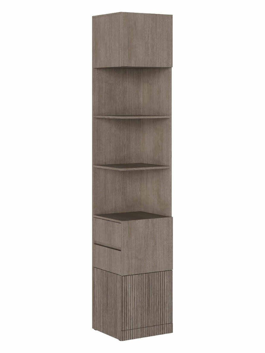 Стеллаж Кантри с нажимным механизмом, с полками, с ящиками, 45х45х240 см, Тира / Кадена Вуд