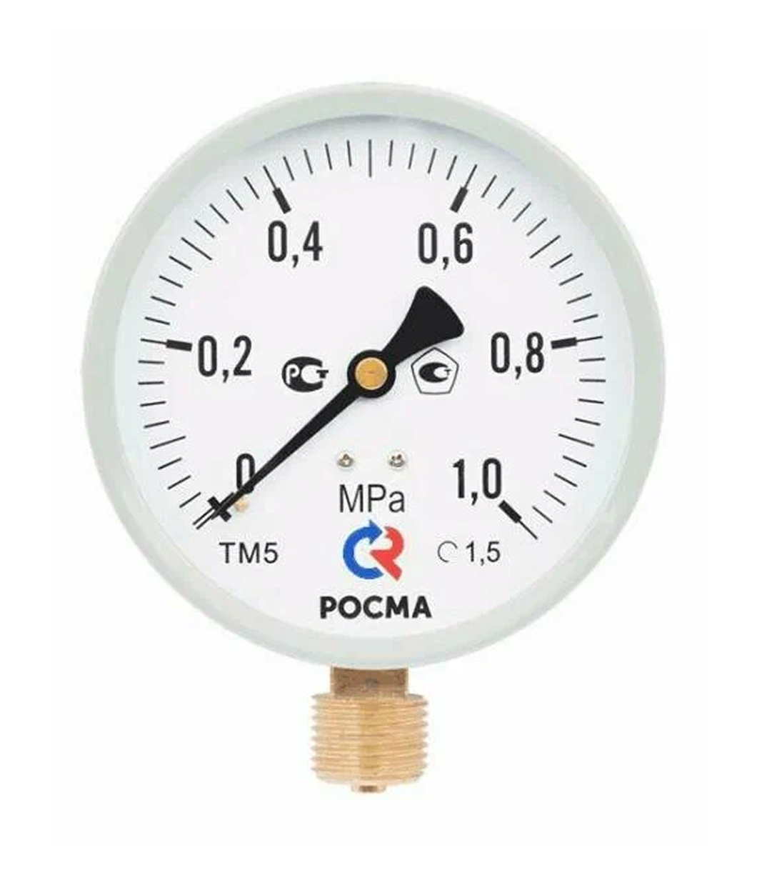 Манометр ТМ-510Р.00 (М2) радиальный Дк100мм 0-16 кгс/см2 кл.1,5 М20х1,5 Росма 00000006821