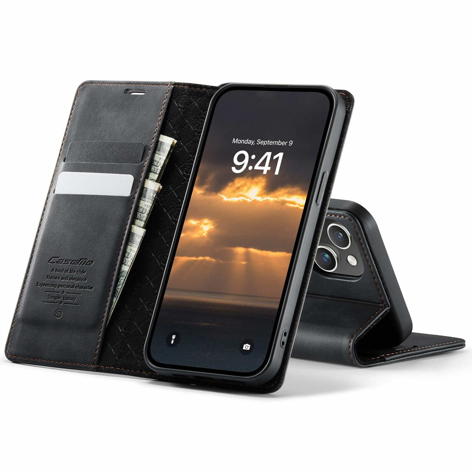 Чехол-книжка CaseMe RFiD iPhone 14 черный