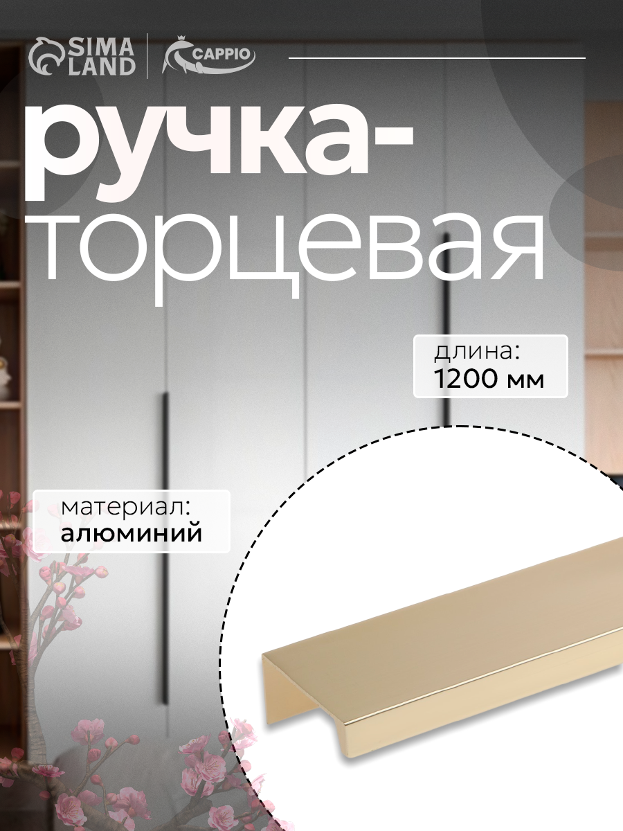 Ручка CAPPIO RT001, L=1200 мм, м/о 1160 мм, цвет сатиновое золото