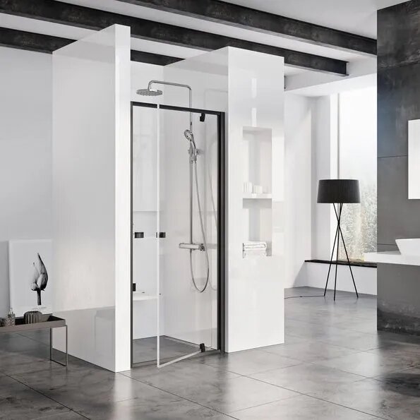 Душевая дверь в нишу Ravak Pivot PDOP1-80 Transparent, профиль черный