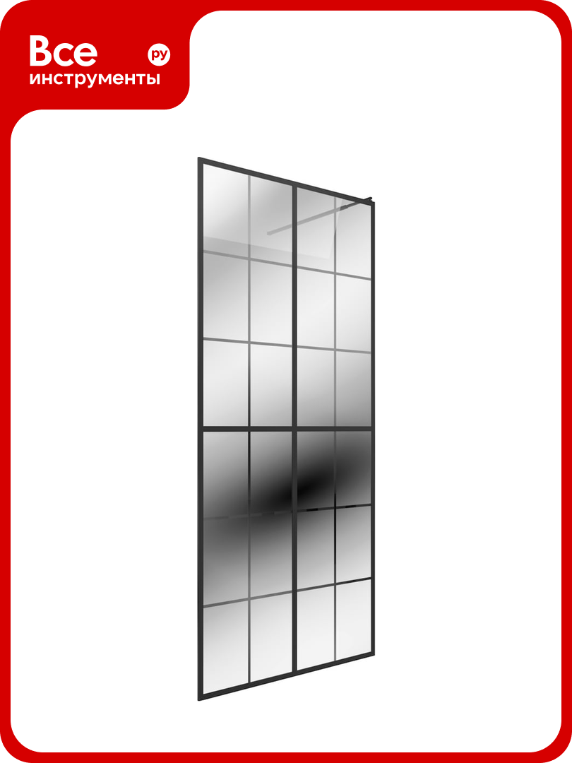 Душевая перегородка Teymi Helmi 90x200, прозрачное закаленное стекло, профиль черный матовый T00301 ЦБ-00270009