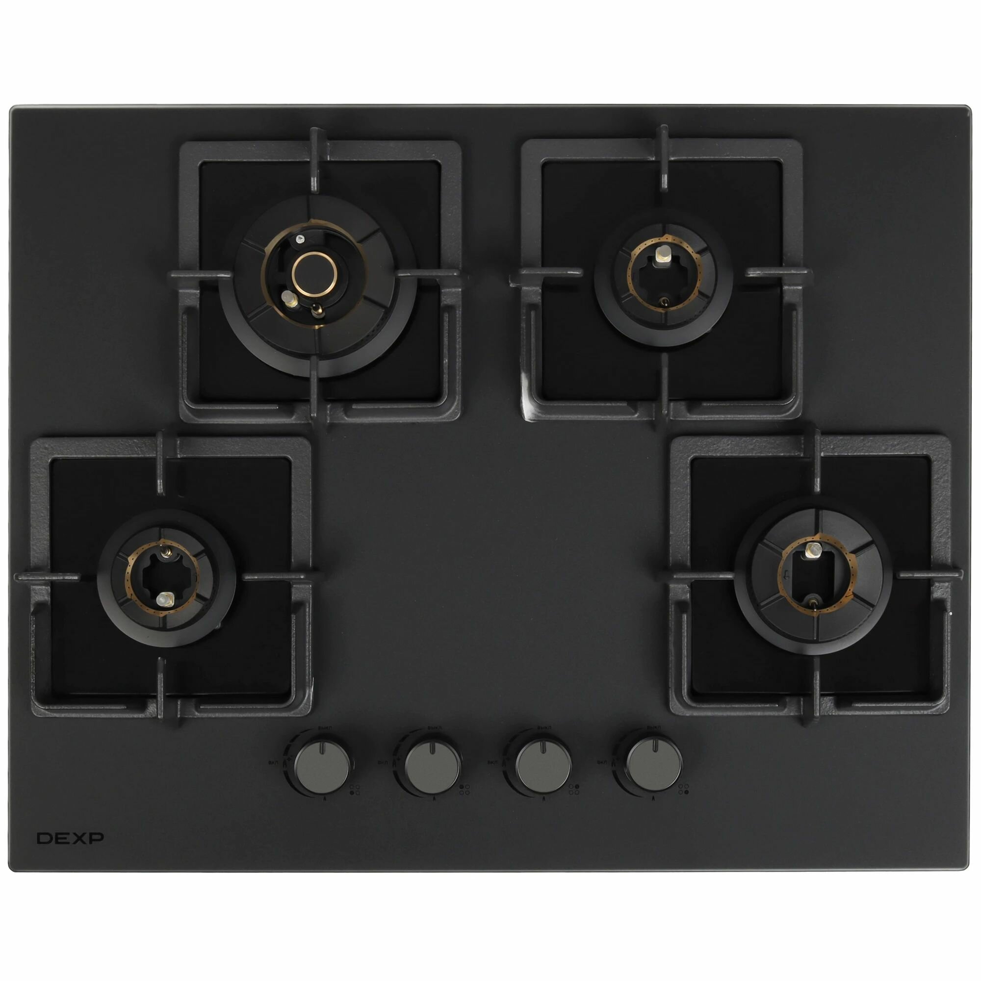 Газовая поверхность DEXP GH-60M02, 4 конфорки, поворотные переключатели, черный
