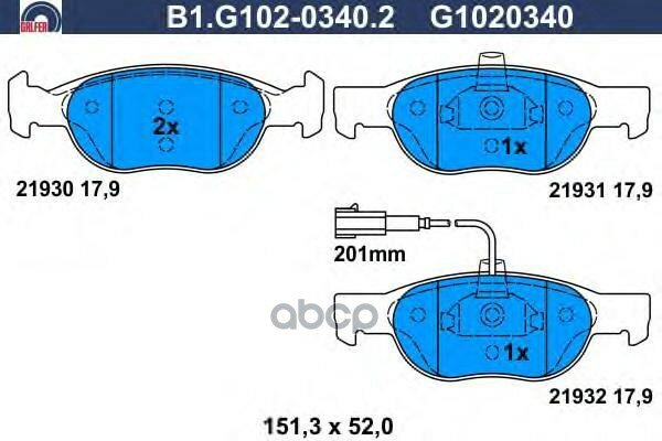 Колодки торм. пер. GALFER арт. B1-G102-0340-2