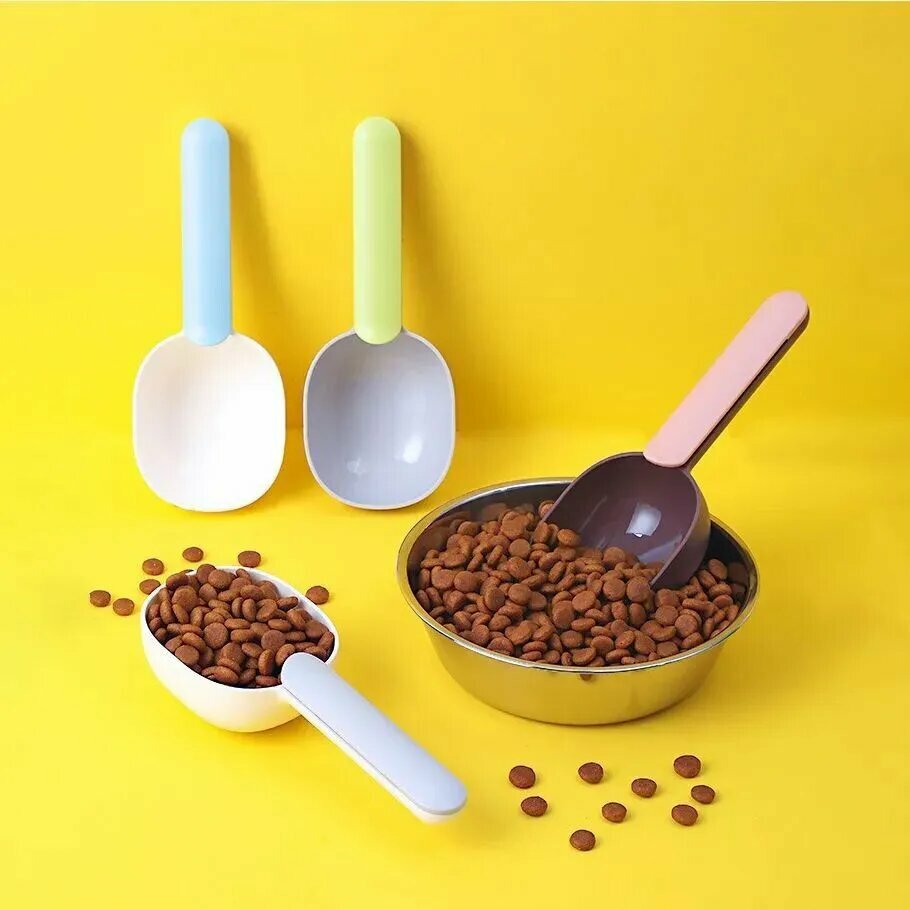Ложка для корма для собак и кошек, многофункциональная ручка для зерновых с зажимом (разноцветная упаковка3 шт.)