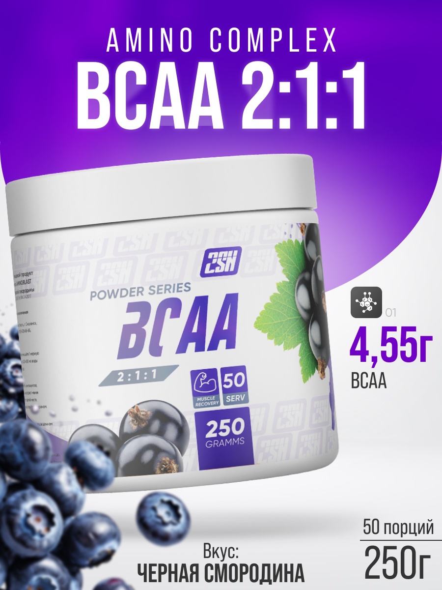 Аминокислотный комплекс БЦАА 2SN BCAA Powder 250 г (Черная смородина)
