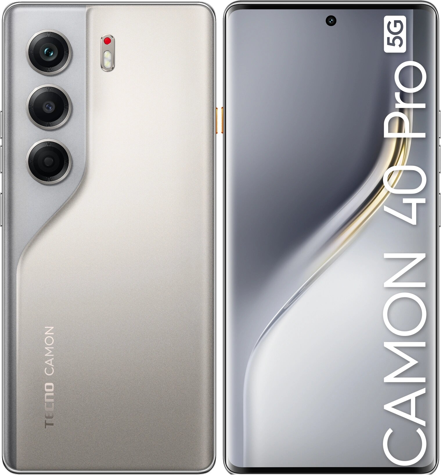 Смартфон Tecno Camon 40 Pro 5G 256Gb 8Gb титановый моноблок 3G 4G 2Sim 6.78" 1080x2436 Android 15 50Mpix 802.11 a/b/g/n/ac/ax NFC GPS GSM900/1800 GSM1900 Protect FM