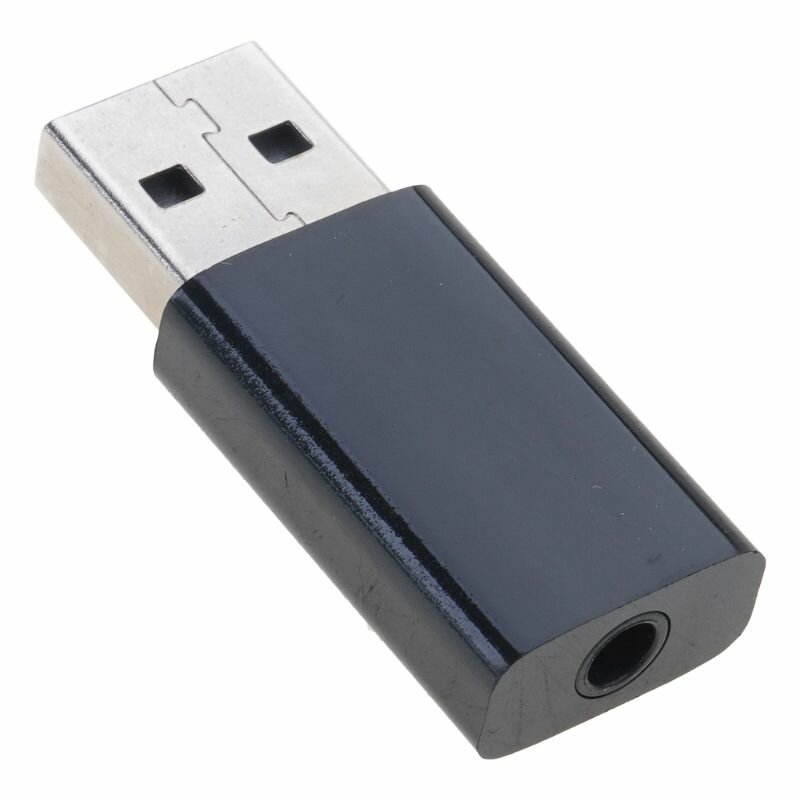 USB-адаптер для наушников 3.5 мм, Черный - USB-порт