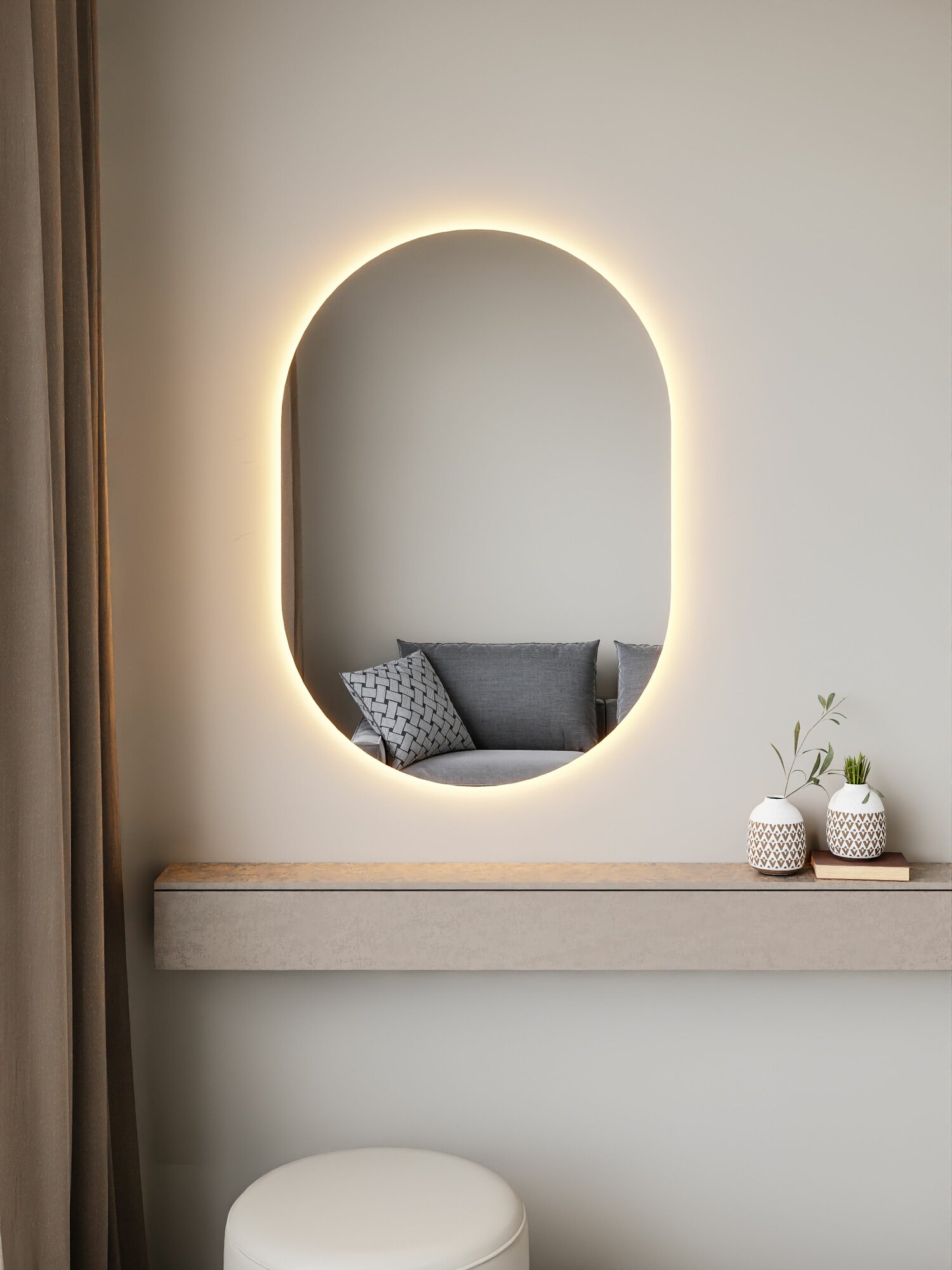 Зеркало настенное 100х70 см. BLX MIRROR М6 фигурное с подсветкой теплый свет 3000К