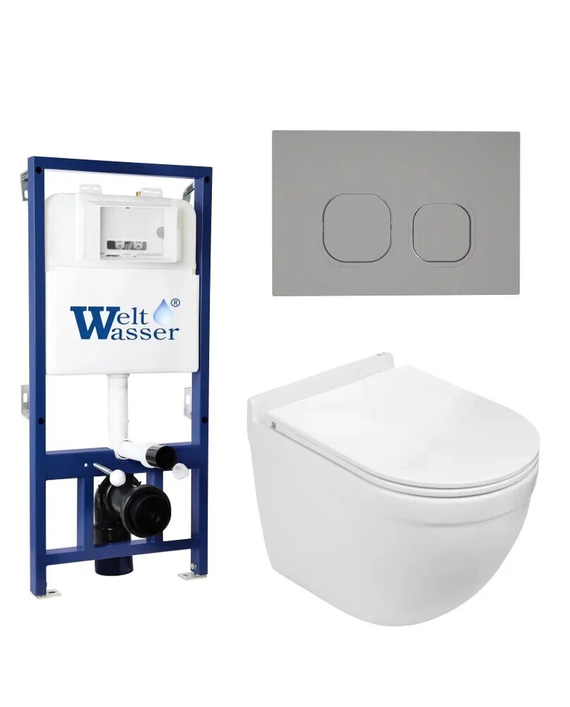 Комплект Weltwasser 10000012823 унитаз heimbach 043 gl-wt + инсталляция bamberg 525 кнопка смыв