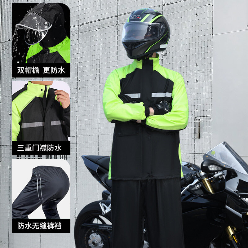 Дождевик "Райдер", раздельный, L, черный/зеленый