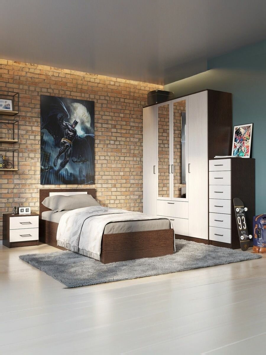 Спальный гарнитур в детскую , венге/анкор светлый