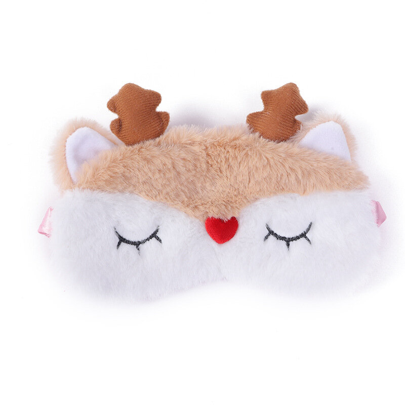 Маски для сна с мультяшным оленем для детей и взрослых, плюшевые повязки на глаза в виде животных, милая рождественская маска для сна, мягкая повязка на глаза для сна, сна и путешествий, повязка на глаза для девочек