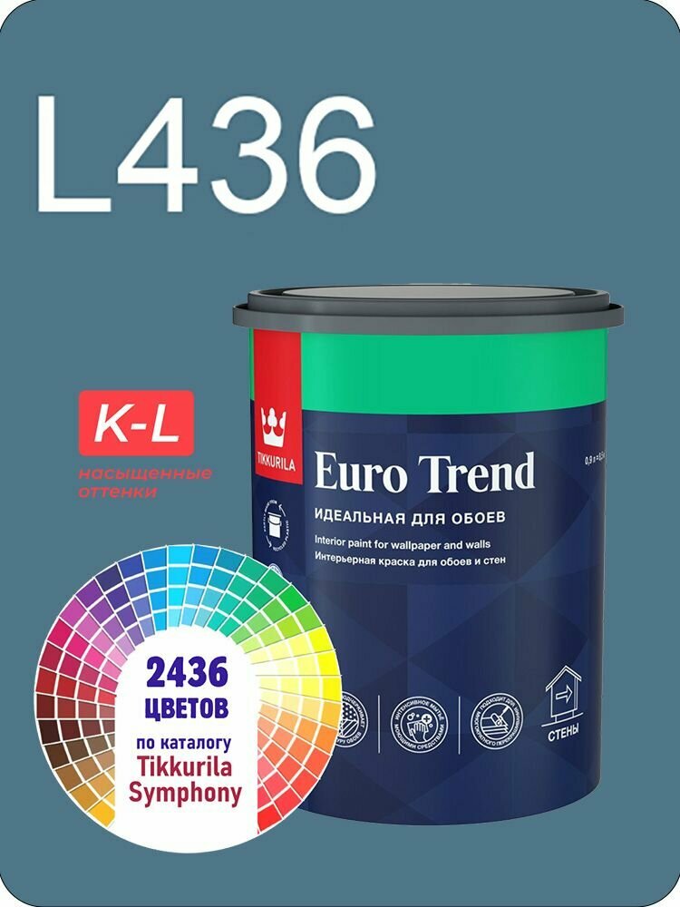 Краска для обоев Tikkurila Euro Trend 0,9л. насыщенные оттенки L436