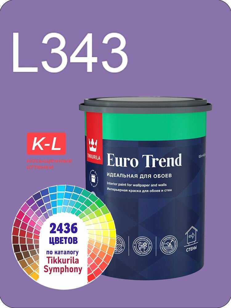 Краска для обоев Tikkurila Euro Trend 0,9л. насыщенные оттенки L343