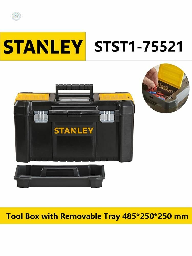 Ящик для инструментов STANLEY 19 дюймов с съемным лотком, металлический замок, прочный кейс для хранения и транспортировки инструментов, органайзер для гаража и мастерской