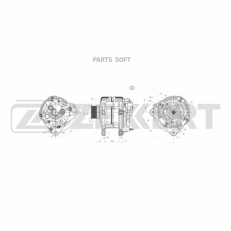 ZEKKERT GE-1035 Генератор VW Golf IV 97- Fox II 03- Audi A3 96- A2 00- TT 99- Skoda Octavia (1U2 1U5 1Z3 1Z5) 9 ()