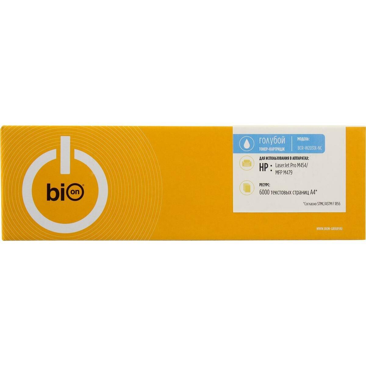 Картридж Bion BCR-W2031X-NC Cyan для HP LJ M454/455/MFP M479