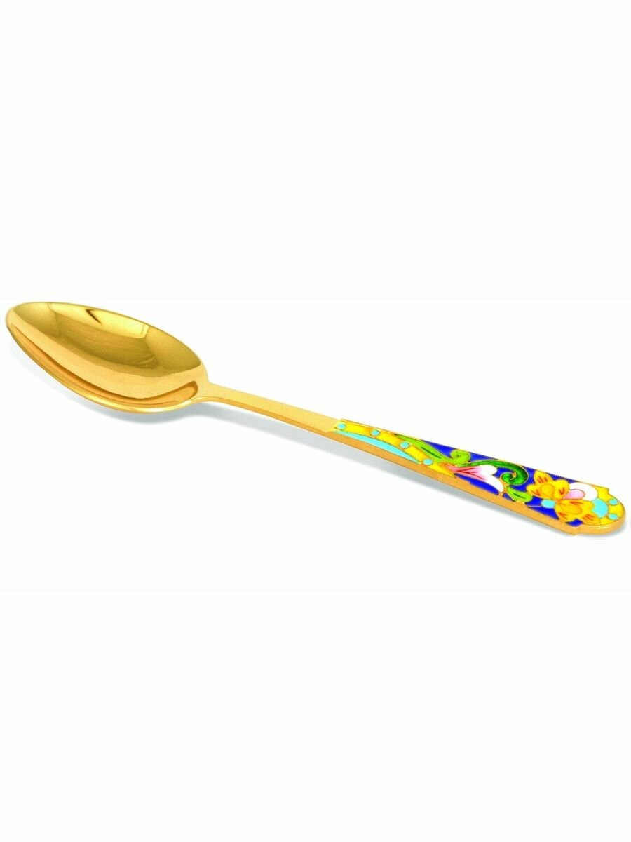 Ложка чайная из серебра 925 пробы с позолотой и перегородчатой эмалью
