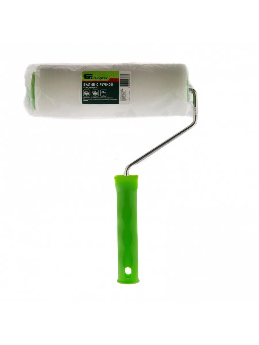 Валик Поролон с ручкой, 200 мм, D 48 мм, D , СИБРТЕХ, 80103