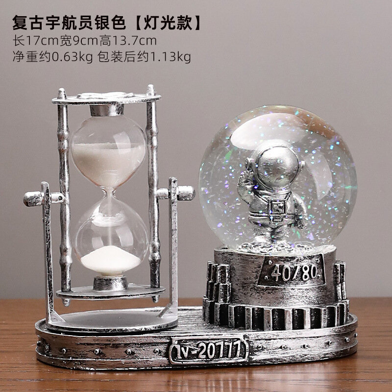 Песочные часы "Эйфелева башня", с хрустальным шаром, смоляные, ретро-серия "Астронавт"