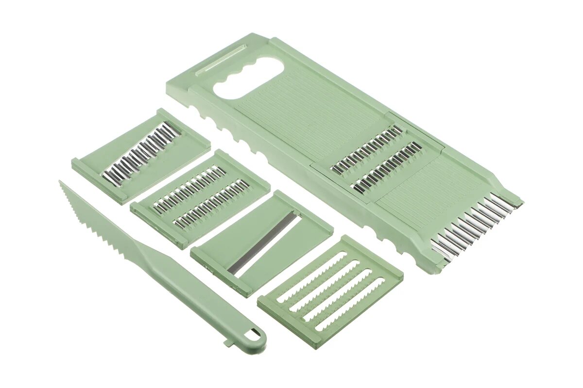 Многофункциональная терка со сменными лезвиями VETTA 25x8.5x2 см, нержавеющая сталь, полипропилен, 7 предметов