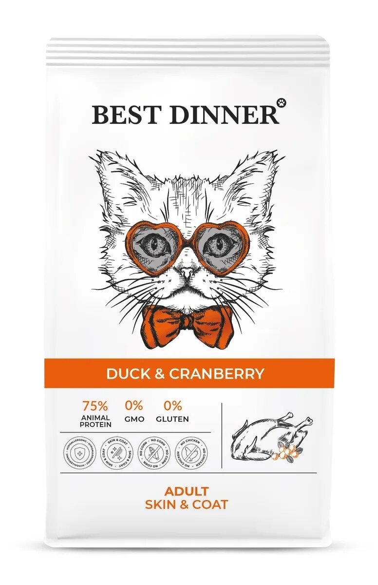 Best Dinner Adult Cat Duck&Cranberry, Сухой корм для кошек, Утка / Клюква 10кг