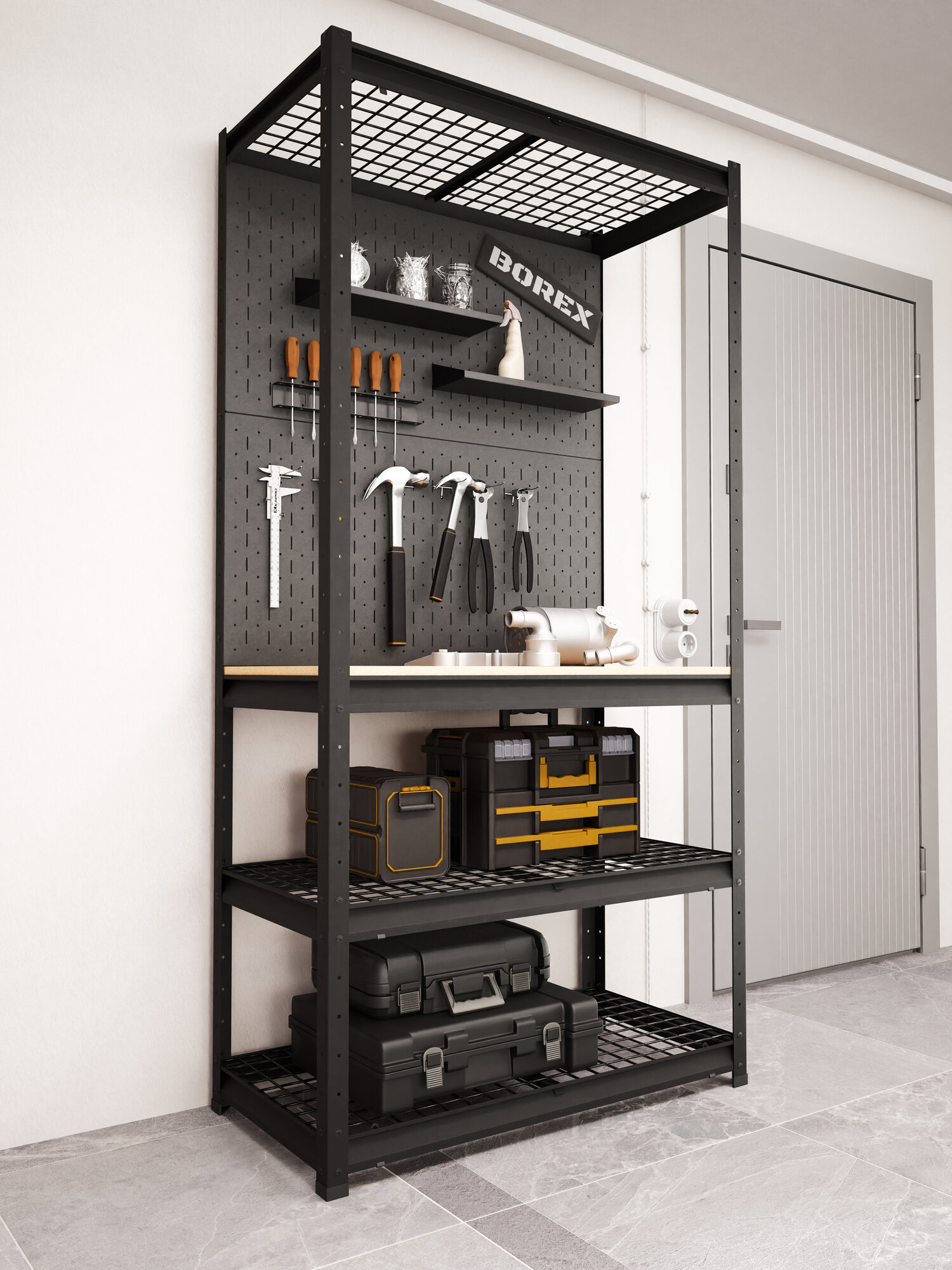 BOREX Верстак-стеллаж 1000х500х2000 для гаража, для мастерской BOREX_VERSTAK_1000