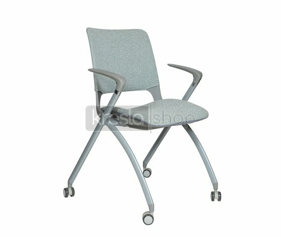 Стул для переговорной Like grey светло-серая ткань, на роликах