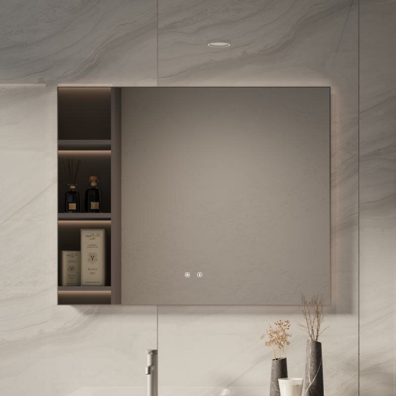 Vincea Зеркало LED VLM-4F100GM-2 1000х800 c сенсорным выключателем, антизапотевание, вороненая сталь Vincea