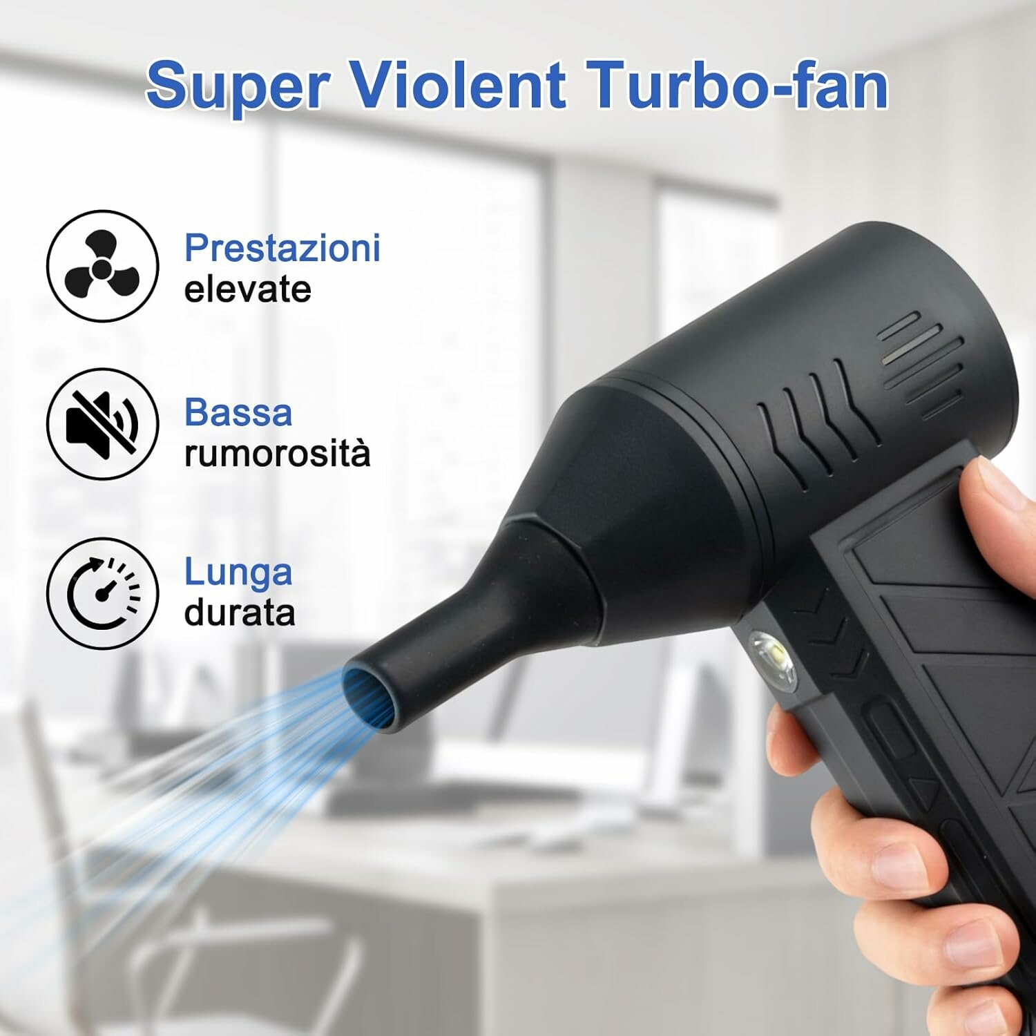 Турбовентилятор ручной мощный 110 000 оборотов в минуту для мангала/ уборки снега / компьютера , черный, 0,48 кг