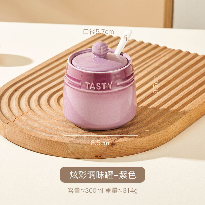 Высококачественная керамическая бутылка для приправ с ложкой для кухонного использования, влагонепроницаемая коробка для приправ для масла, чили, MSG, соли и других специй