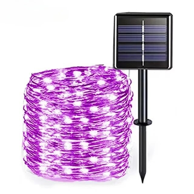 Солнечная гирлянда фиолетовая 32м, 50 LED