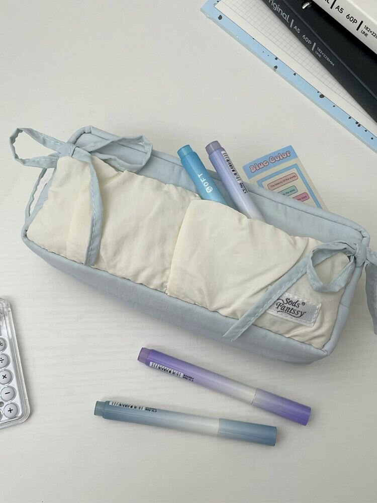 Милый пенал с бантом в форме облака, большой вместимости, стильный футляр для канцелярии для девочек, школьный пенал для подростков