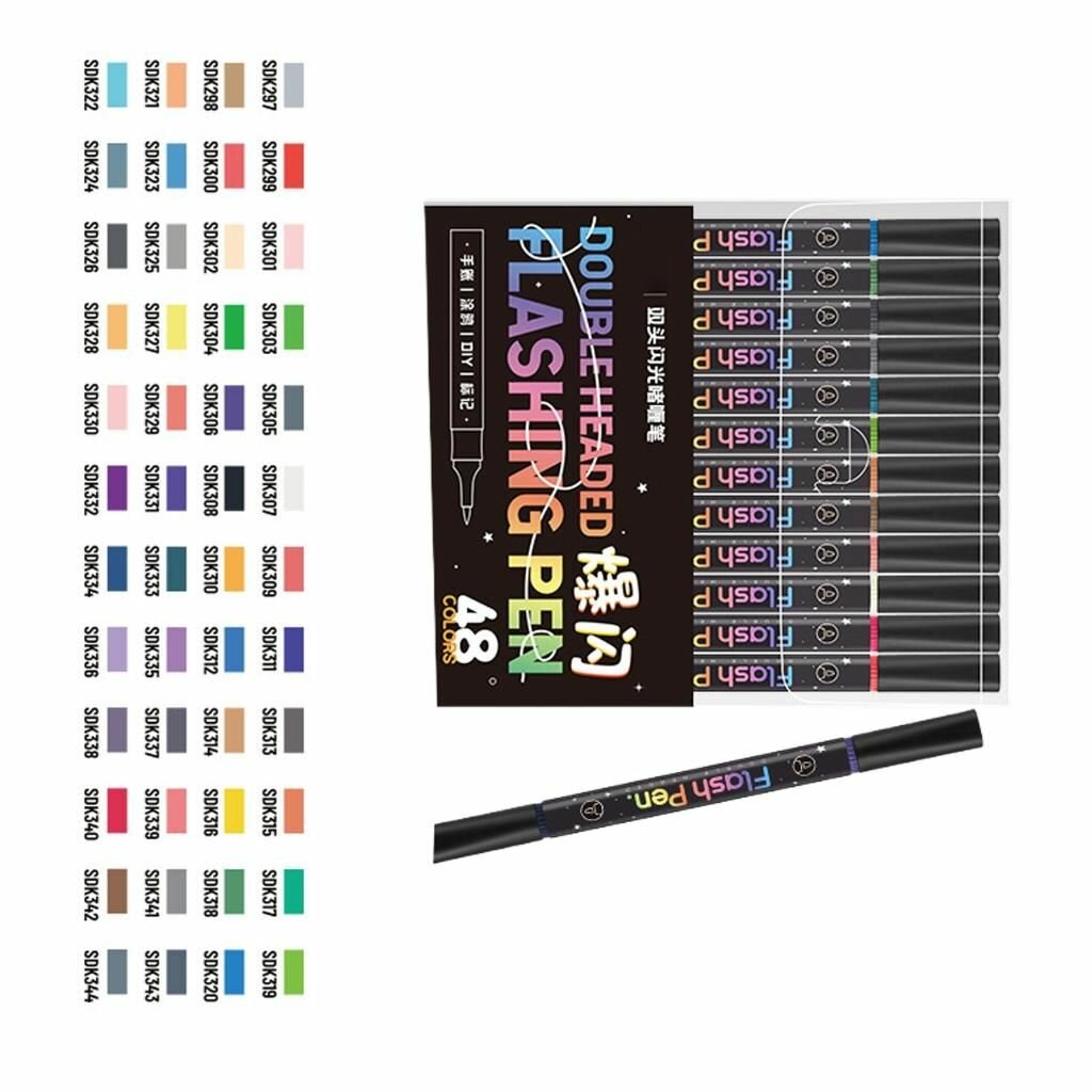 Двусторонние светящиеся маркеры, 24 штуки