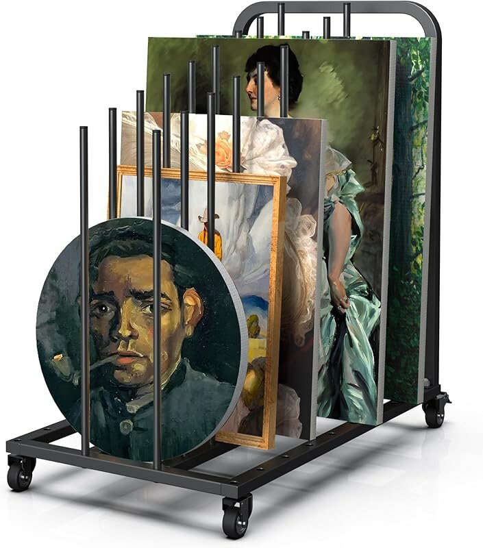 Стеллаж для хранения художественных холстов с колесиками