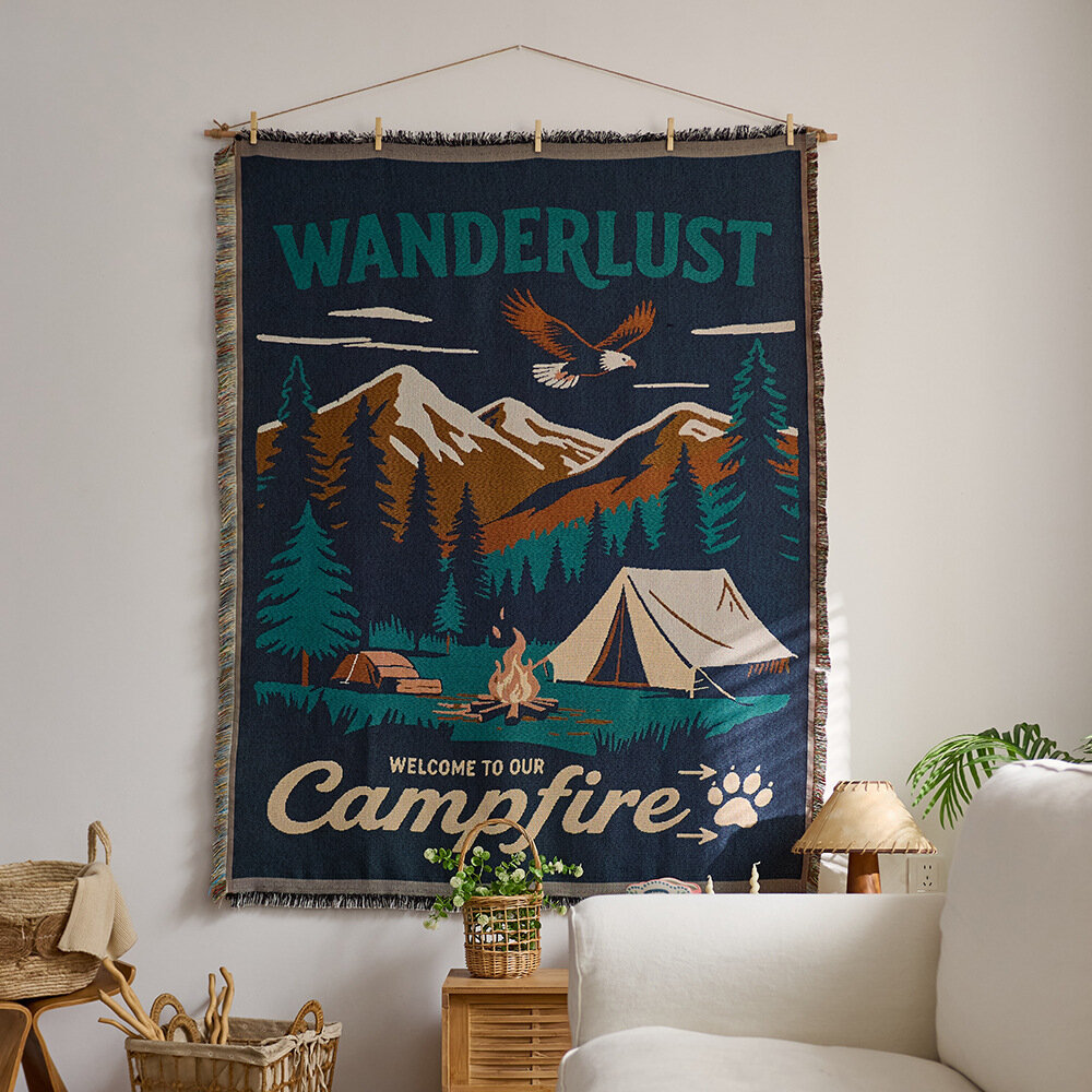 Винтажная ткань с изображением звезд, луны и облаков, стиль искусства, тканевая подвесная картина, декор для стен, фоновая ткань, хлопковая пряжа, таселевая гобелен