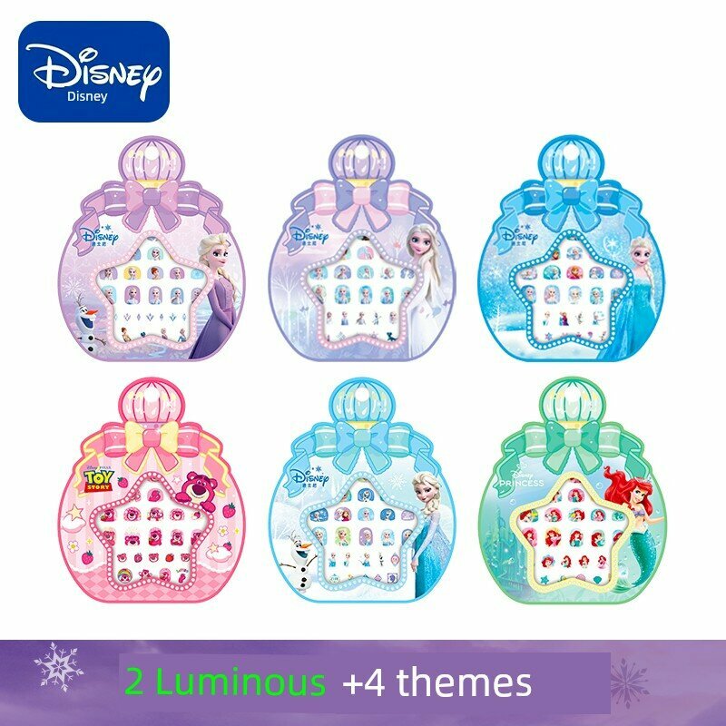 Набор наклеек для ногтей Disney Frozen Эльза Принцесса Нетоксичные для детей 2 шт. Светящаяся и 4 шт. Карикатура