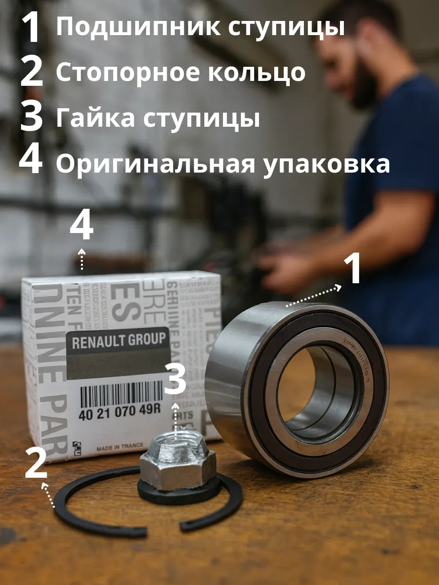 Подшипник передней ступицы Renault (с ABC) 402107049R / рено меган 2 рено дастер