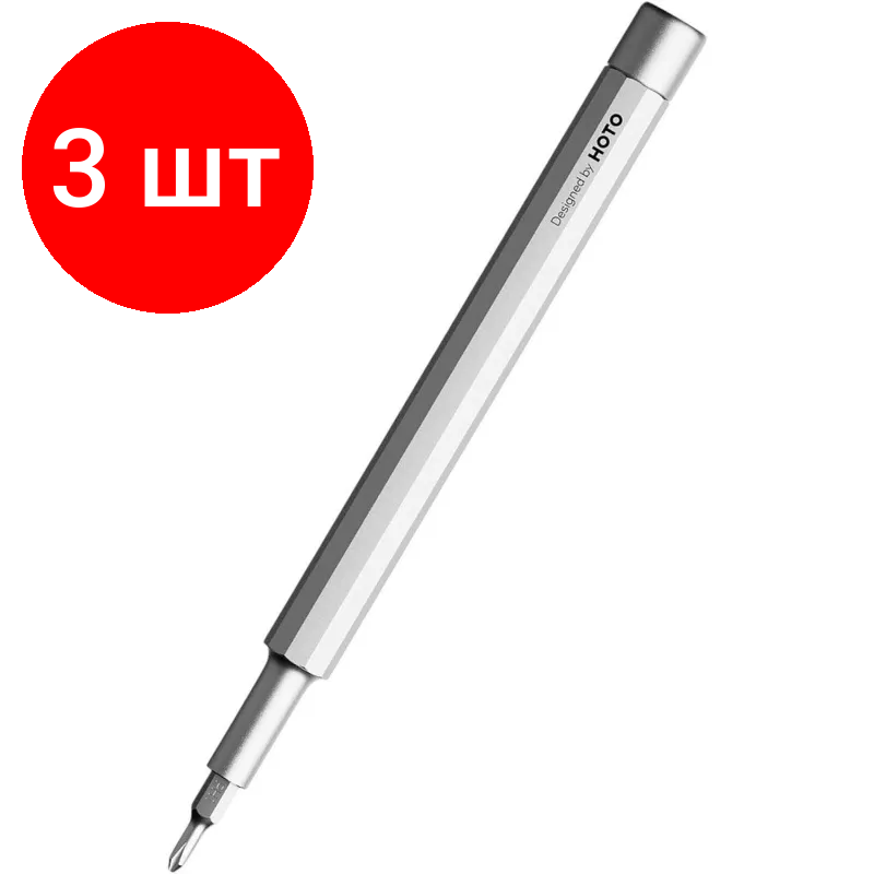 Комплект 3 упаковок, Отвертка с набором бит карманная Pocket Precision Screwdriver SE (серебр)
