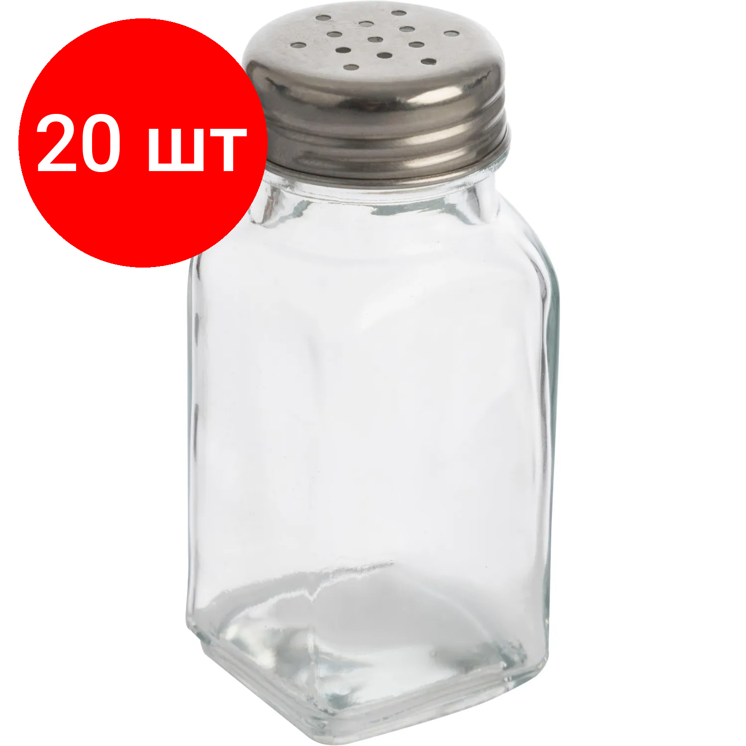Комплект 20 штук, Солонка/перечница SPEZIA, объем 80 мл (стекло, нерж. сталь)
