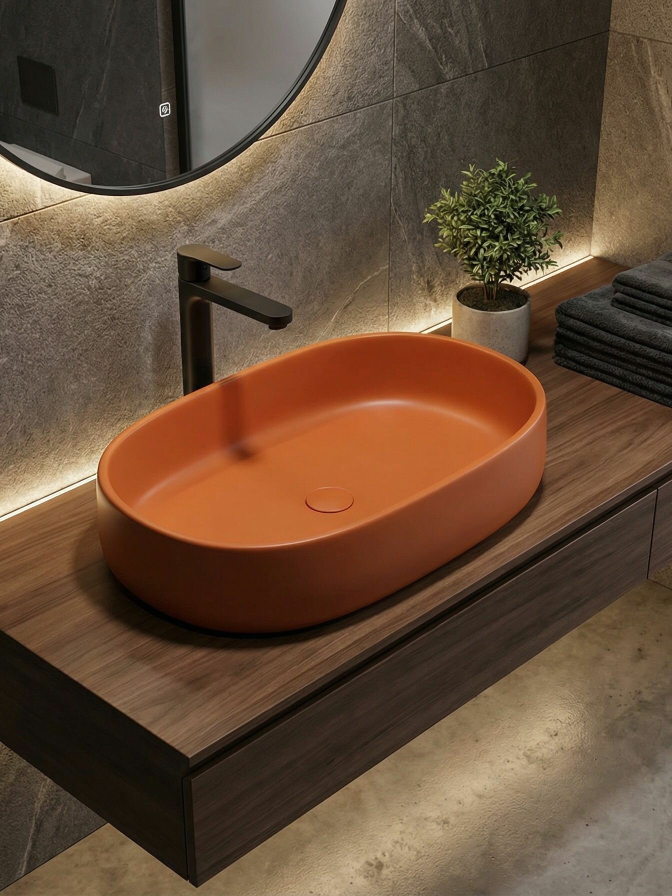 Накладная раковина Венеция матовый терракот