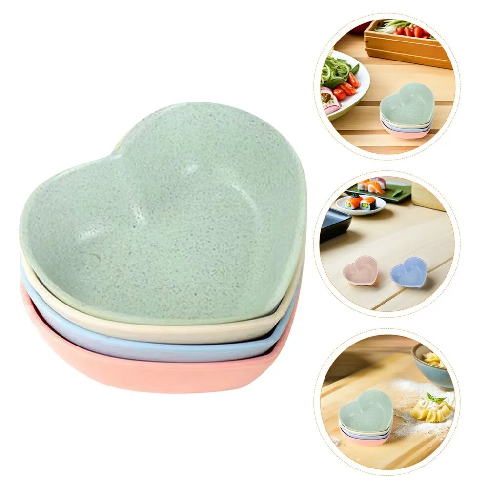 IKEA Соусник Сердцевидные бамбуковые миски для соусов и закусок, набор из 4 штук, разноцветные