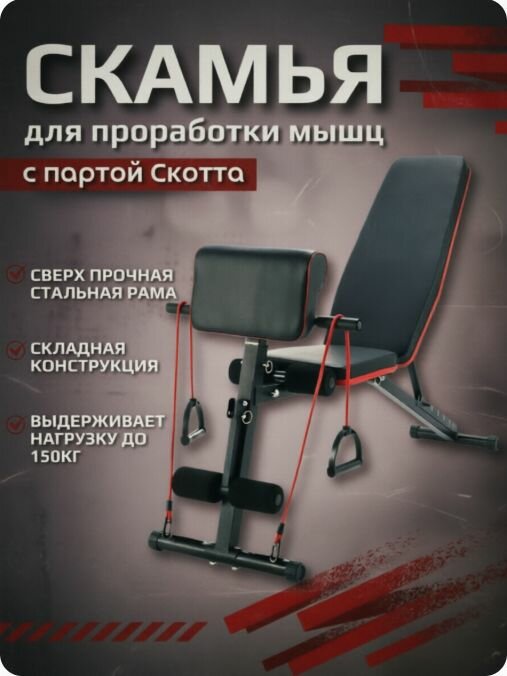 Скамья для жима и пресса с партой Скотта, складной универсальный домашний тренажёр.