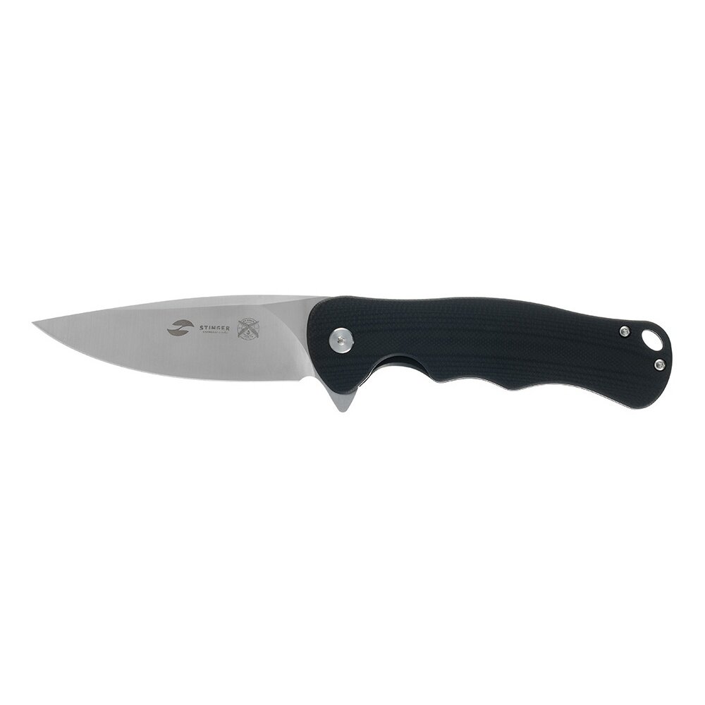 Stinger FK-KL271-BLK Нож складной stinger, 115 мм (серебристый), сталь d2, материал рукояти: стеклотекстолит g10 (черный), в картонной коробке