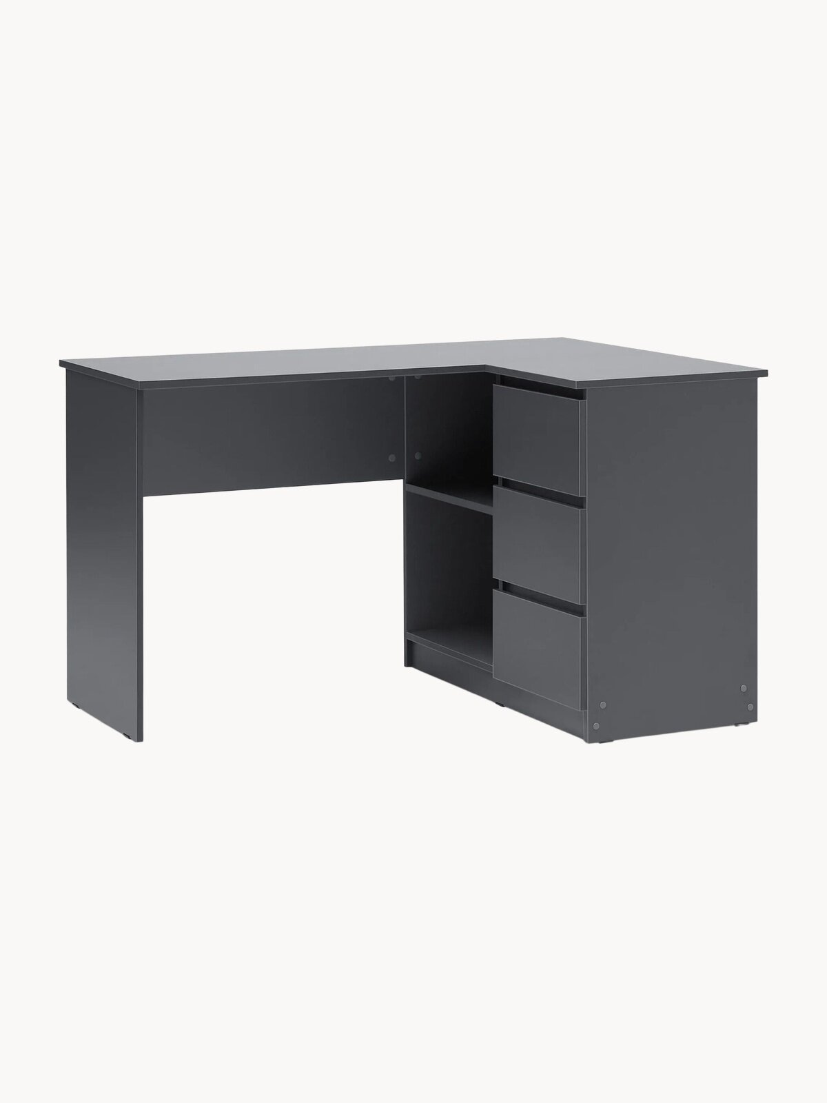 Стол письменный угловой Нонтон Челси, 130х90х76 см, 3 ящика, графит