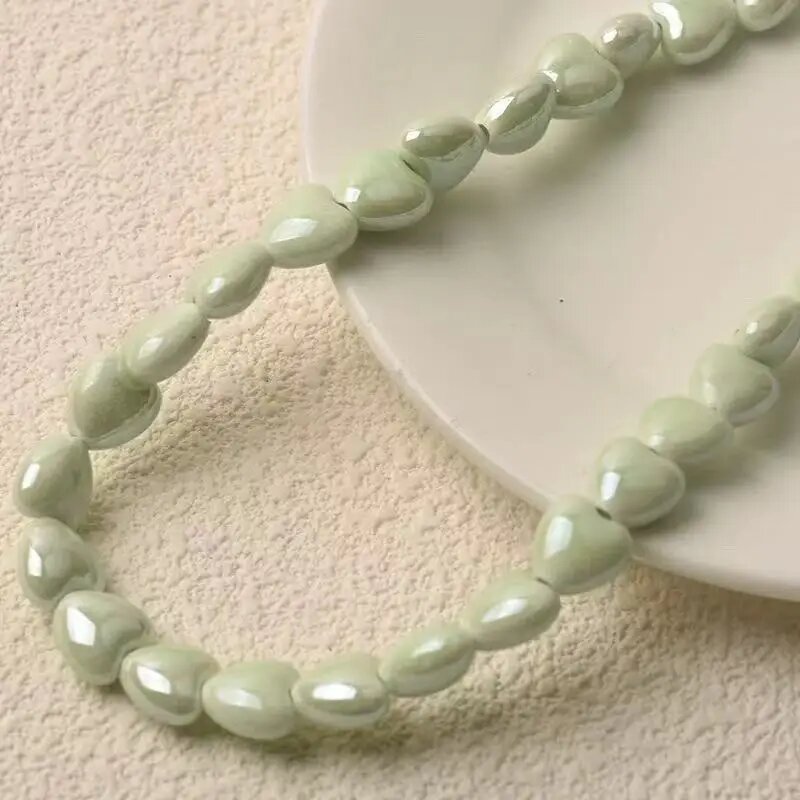 Бусины керамические сердце 12mm, Shallow Water Green