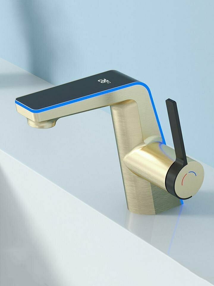 Смеситель для ванной комнаты, цифровой дисплей/подсветка, горячая и холодная вода, с одной ручкой, многофункциональный кран